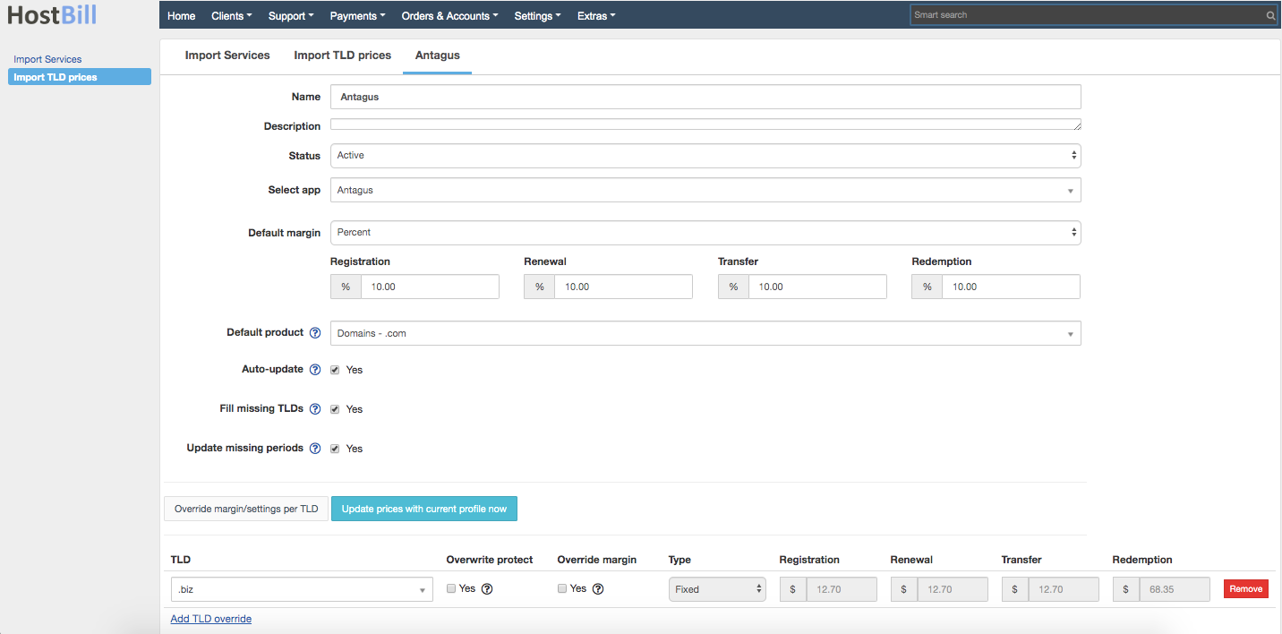 Domains: Auto-import & update TLD prices - HostBill Blog