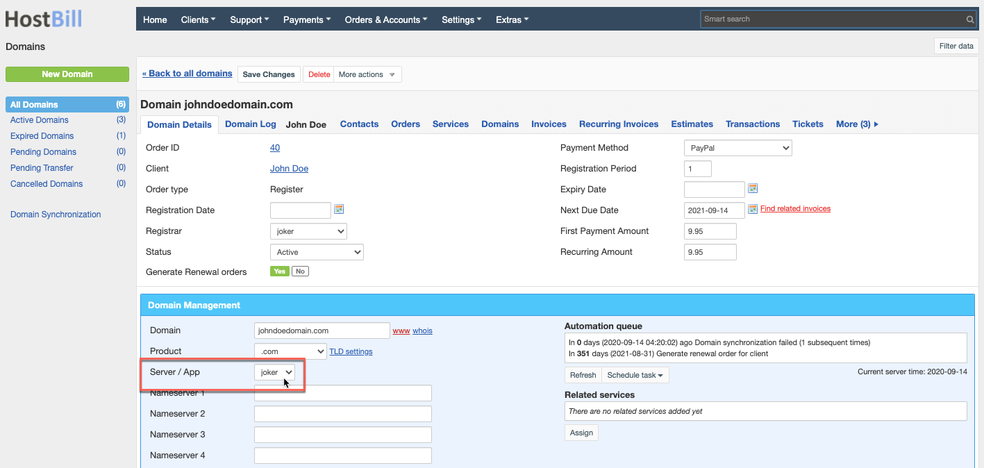 New domain feature: Multiple app connections - HostBill Blog